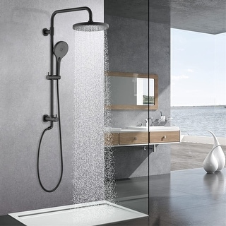 Matte Black Shower System with 8 Inch Rain Shower Head - Bed Bath ...