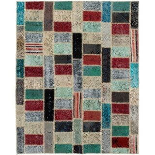 ECARPETGALLERY Hand-knotted Color Transition Patchwork Grey Wool Rug ...