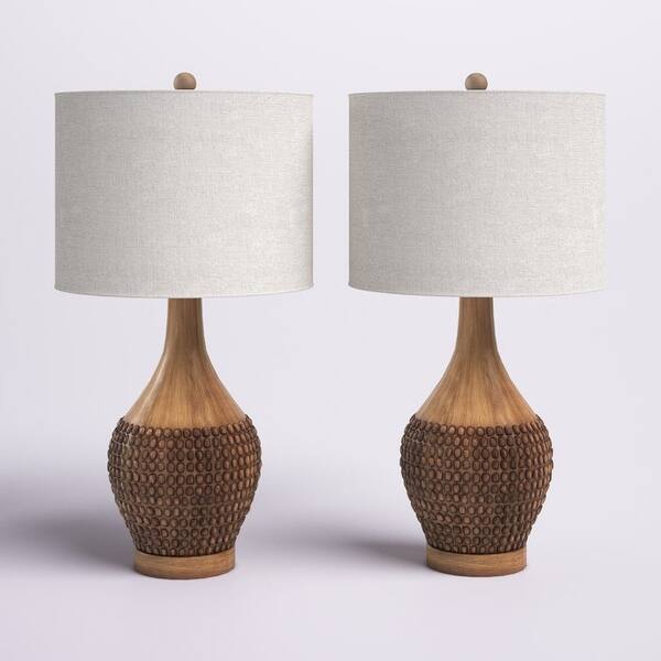 24.75" Brown Table Lamp Set with USB (Set of 2) - On Sale - Bed Bath ...
