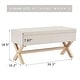 Fabric Entryway Bench Beige/ Grey Upholstered Storage Bench with X ...