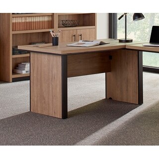 Contemporary 60" Wood Laminate Office Desk, Writing Table, Light Brown ...