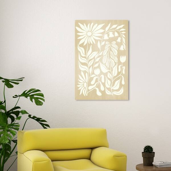 Wynwood Studio Canvas Floral Cream Abstract Floral White and Cream ...