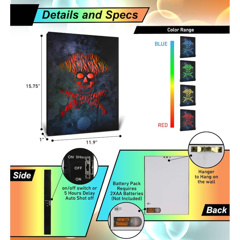 CoTa Global Pirate Light Up LED Wall Art - Changing Color LED Light ...