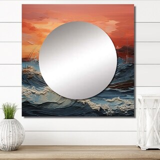 Designart "Bold beach sunset scenery" Coastal Sunset Wall Mirror ...