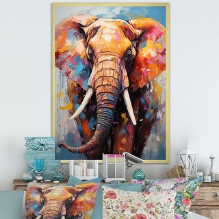 Designart "Tales Of The Colorful Elephant Pack" Animals Elephant Framed ...
