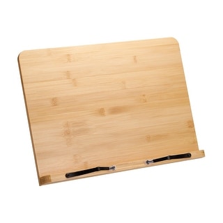 15.4x11" Book Stand, Bamboo Adjustable Book Holder with Clips, Wood ...