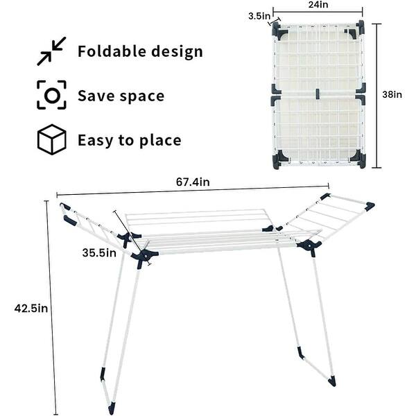 Clothes Drying Rack Adjustable Gullwing and Foldable - Bed Bath ...