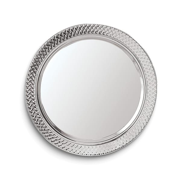 Curata Stainless Steel 15 Inch Round Tray with Fancy Embossed Edge ...