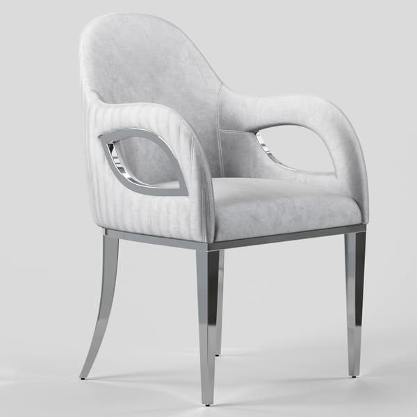 Luxury Grey Velvet Dining Armchair with Unique Arms - Bed Bath & Beyond ...