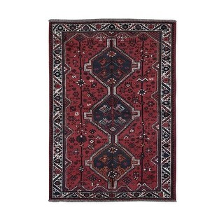 Shahbanu Rugs Cardinals Red, New Zoroastrian Sheeraz, Full Pile, Pure ...