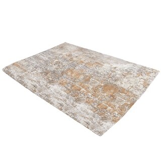 84 x 60 Polyester Rug with Abstract Design, Medium, Gray and Gold - Big ...