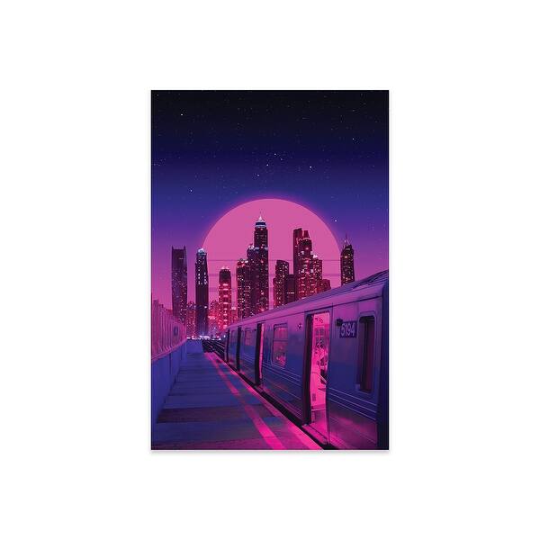 Neon City Train Print On Acrylic Glass by Danner Orozco - Bed Bath ...
