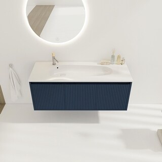 48-Inch Floating Bathroom Vanity with Drop-Shaped Resin Sink - Bed Bath ...