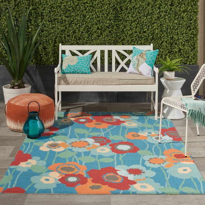 Waverly Sun N' Shade Floral Transitional Indoor/Outdoor Area Rug ...