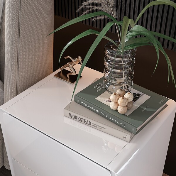 Small white high gloss bedside table store