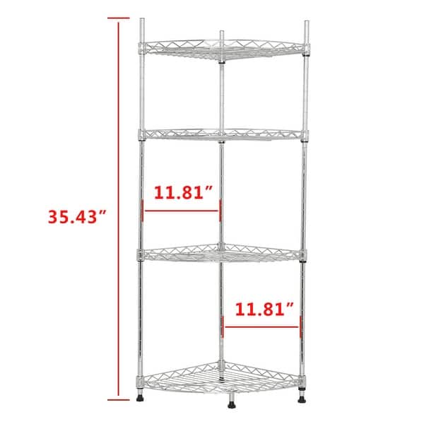 4-Shelf Corner Wire Shelf Rack Adjustable Metal Corner Storage - Bed ...