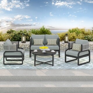 Corvus Rocio 4-piece Patio Conversation Set with Sunbrella Pillows ...