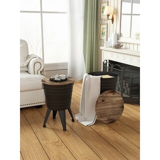 Antique Black Metal Accent Cocktail Table Set, Hidden Storage - Bed ...