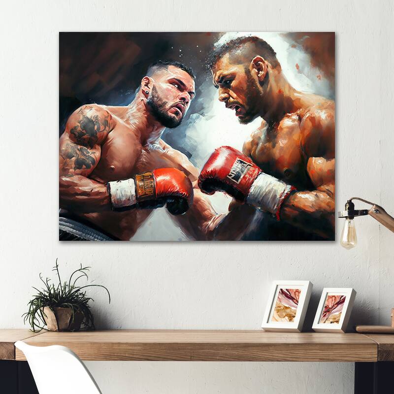 Designart 'Boxers In Match II' Sport Boxing Metal Wall Art - Overstock ...