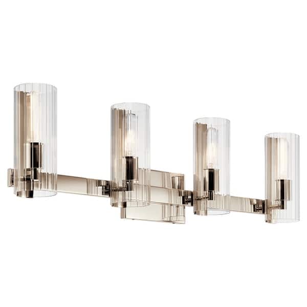Jemsa 32 in. 4-Light Bathroom Vanity Light with Clear Fluted Glass ...