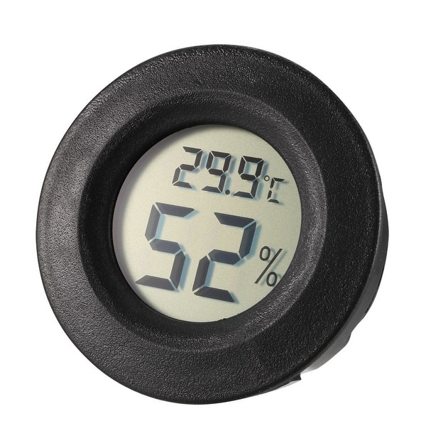 Black Round Shape Digital Temperature Humidity Meters Thermometer ...