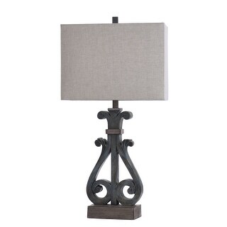 StyleCraft Brampton Distressed Blue Open Scroll Design Table Lamp with ...