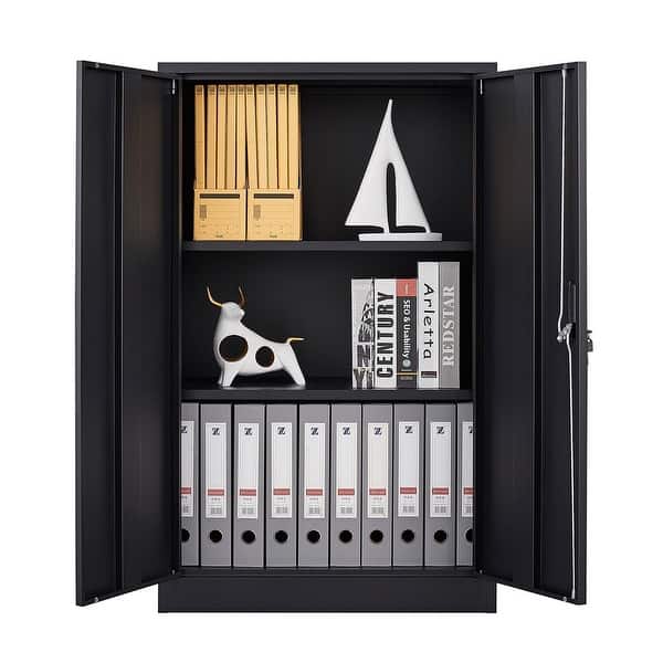 Modern Black Steel File Cabinet Storage Cabinet with 2-Doors and 3 ...