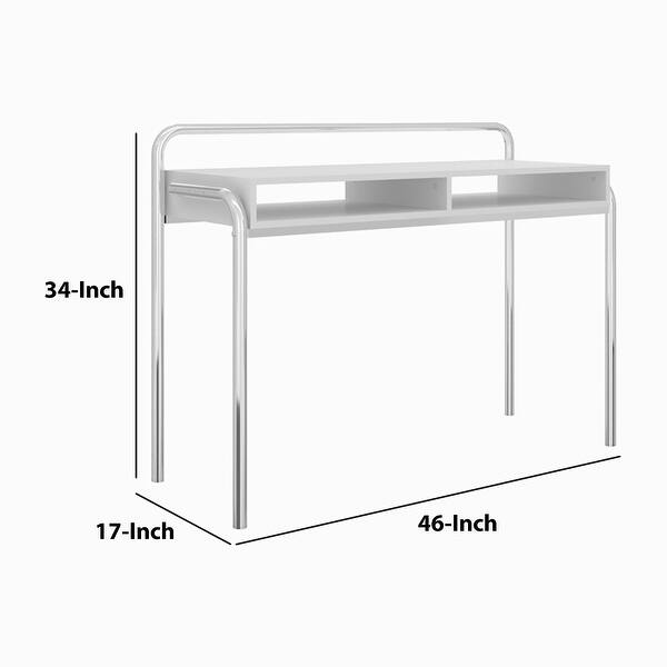 Office Desk with 2 Compartments and Tubular Metal Frame - Bed Bath ...