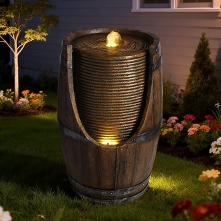 GDFStudio - Outdoor Resin Water Fountain with Vintage Pump Cascade ...