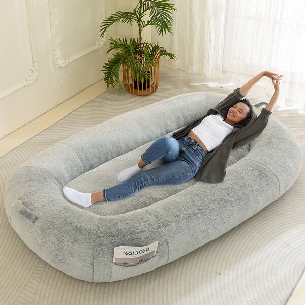 Giant Faux Fur Bean Bag Bed or Dog Bed for Humans and Pets - Bed Bath ...