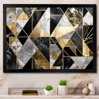 Designart "Gold Geometric Order I" Modern Geometric Framed Wall Decor ...
