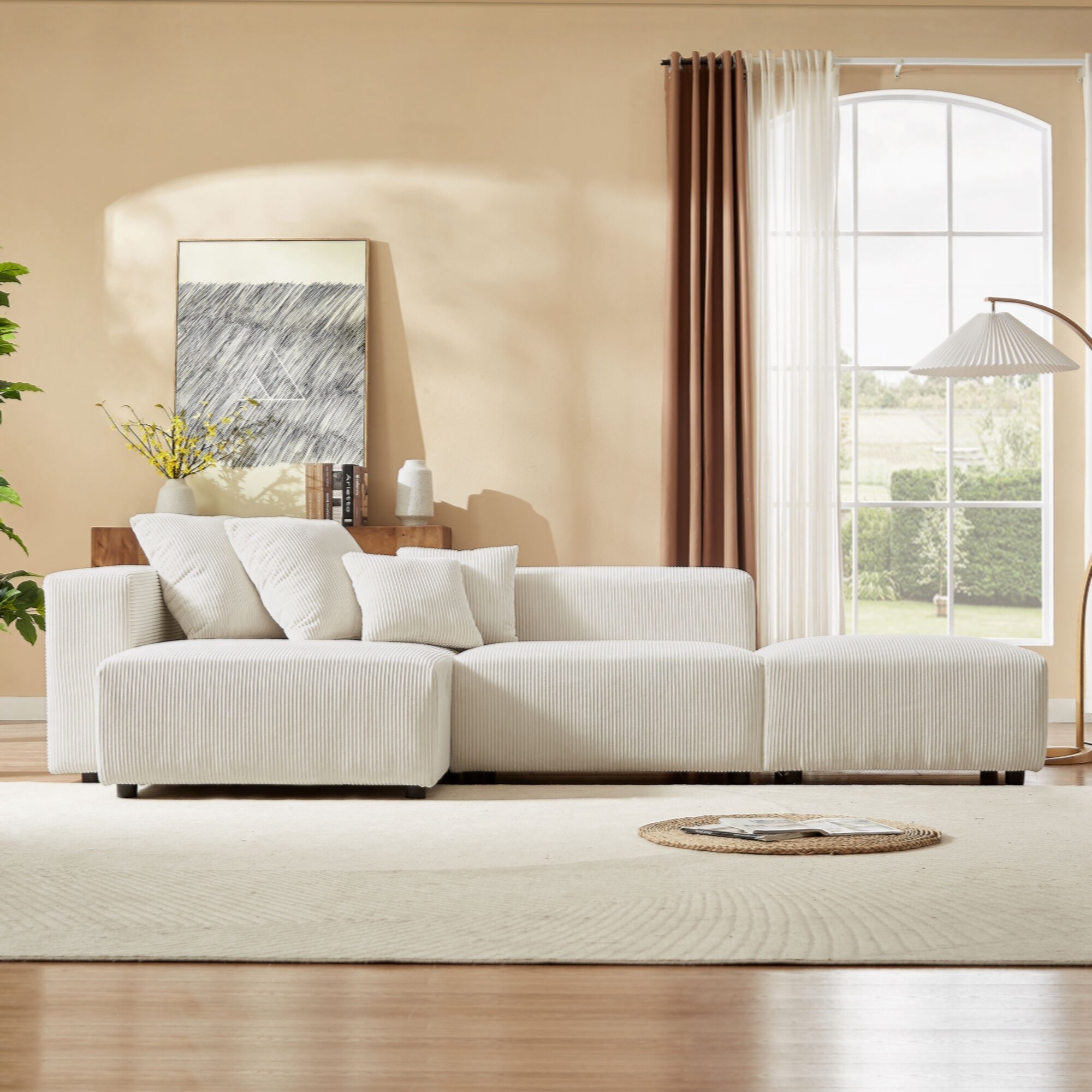 Soft Corduroy Sectional Modular Sofa Set Small L Shaped Chaise Couch for Living Room Apartment Office On Sale Bed Bath Beyond 40515707