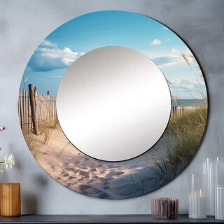 Designart "Path To The Beach IV" Nautical & Beach Round Mirror For Wall ...