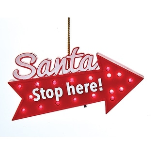 Kurt Adler Santa Stop Here Directional Arrow LED Lights Up Ornament ...