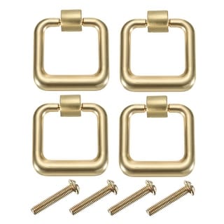 4 Sets Square Ring Pulls Handles Single Hole with Screws Gold - Bed ...