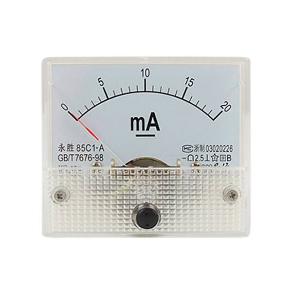 Class 2.5 Accuracy DC 0-20mA Analog 1mA Scale Panel Meter Ammeter ...