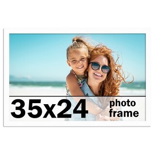 35x24 Frame White Solid Wood Picture Frame Includes UV Acrylic Shatter ...
