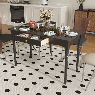 Rectangular Dining Table Solid Wood Kitchen Table with Turned Legs ...