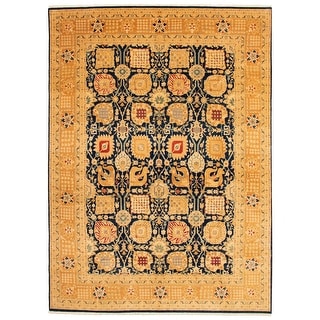 Hand-knotted Peshawar Finest Navy Wool Rug - 10'0" x 13'7"/10'0 x 13'7 ...
