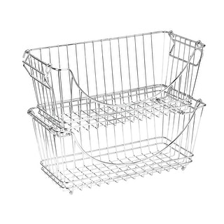 Smart Design Medium Stacking Baskets - Set of 2 - Chrome - N/A - Bed ...
