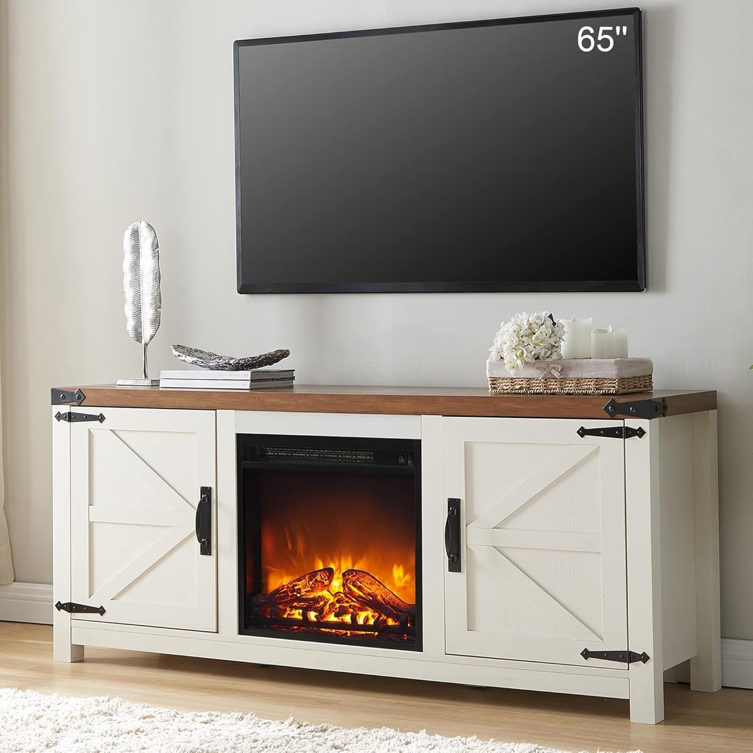 White rustic fireplace tv stand store