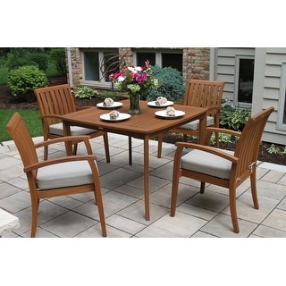 Eilaf 5 pc. Eucalyptus 42" Dining Set with Deluxe Stacking Chairs - Bed ...