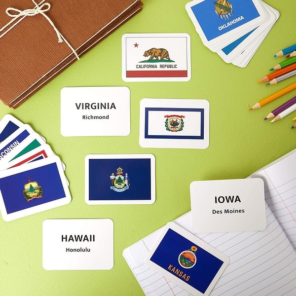 50 US States and Capitals Flash Cards for Kids (2.5 x 3.5 In) - Blue ...