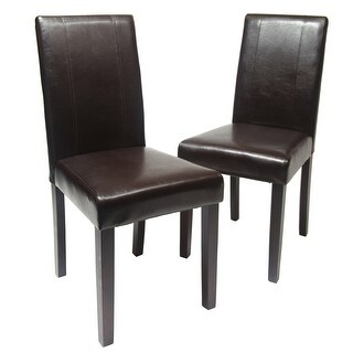Urban Style Solid Wood Leatherette Padded Parson Chair, Brown, Set of 2 ...