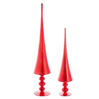 Set of 4 Red Glass Christmas Tree 24” - Bed Bath & Beyond - 30648468