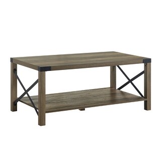 HomeRoots47" Rustic Oak Manufactured Wood Rectangular Coffee Table With ...