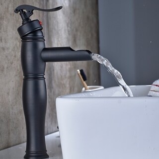 Bronze Waterfall Bathroom Faucet - Single Hole Basin Tap with Solid ...