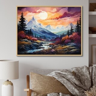 Designart "Mountains Majestic Peaks Pointillism II" Landscapes Framed ...