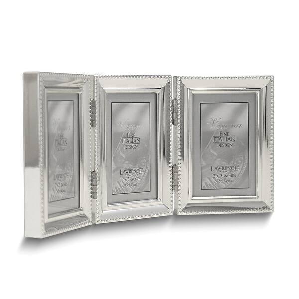 Curata Silver-Tone Portrait Hinged Polished Beaded 2x3 Triple Photo ...