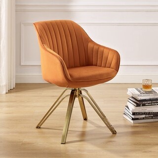 Mid Century Modern Swivel Accent Chair, Desk Chair No Wheels, Fabric ...
